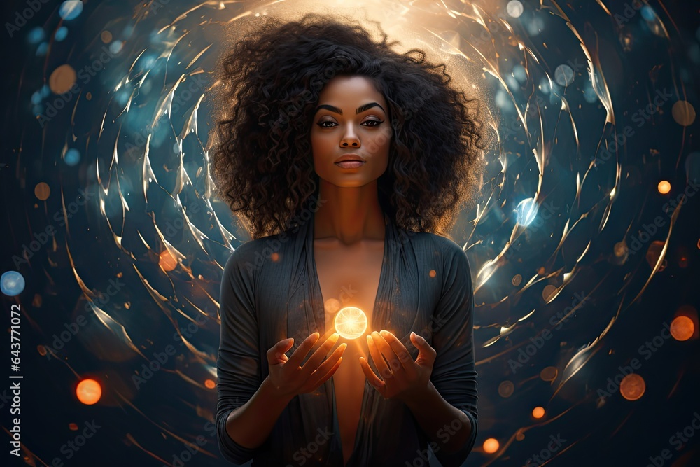Circles of Healing: Portrait of a Black Woman with Dreamy Spiritual ...