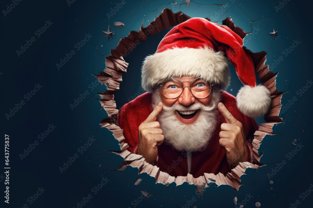 Christmas and new year concept, Santa Claus wearing a red santa hat ...