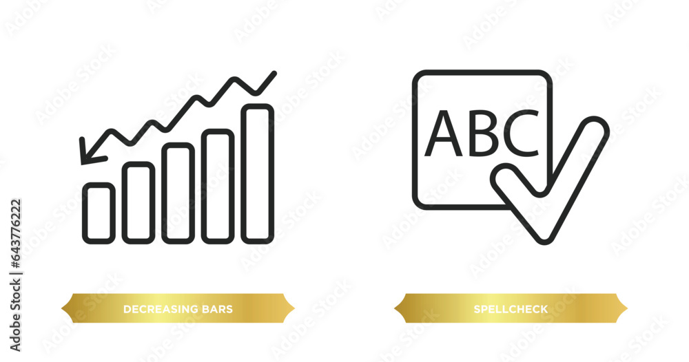 two editable outline icons from user interface concept. thin line icons such as decreasing bars ...