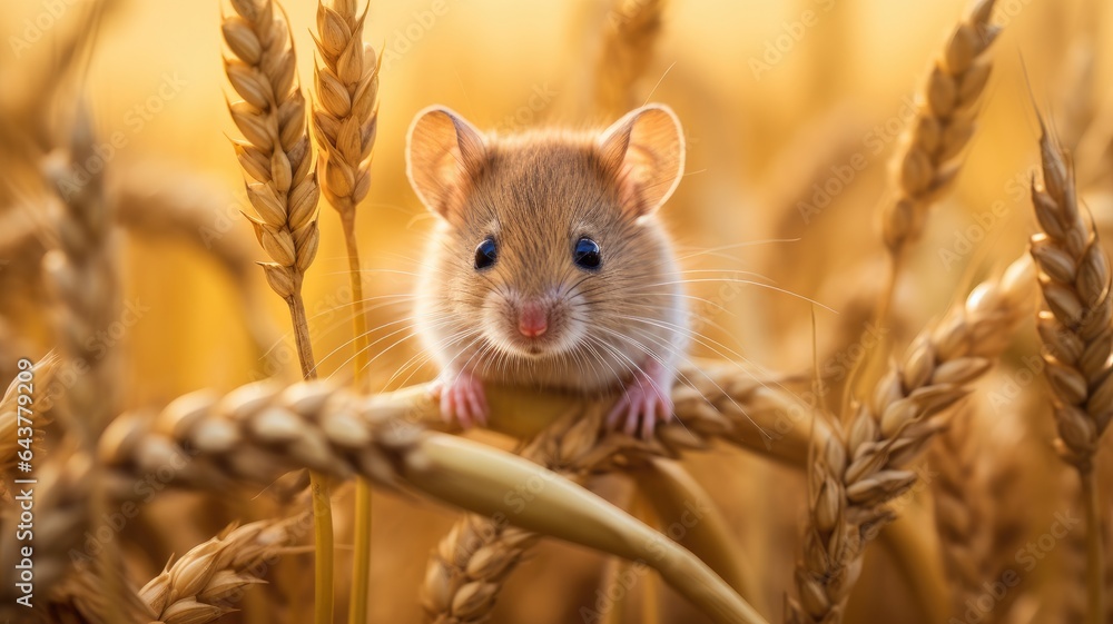 a field mouse in its natural habitat, nibbling on a crop of cereals ...