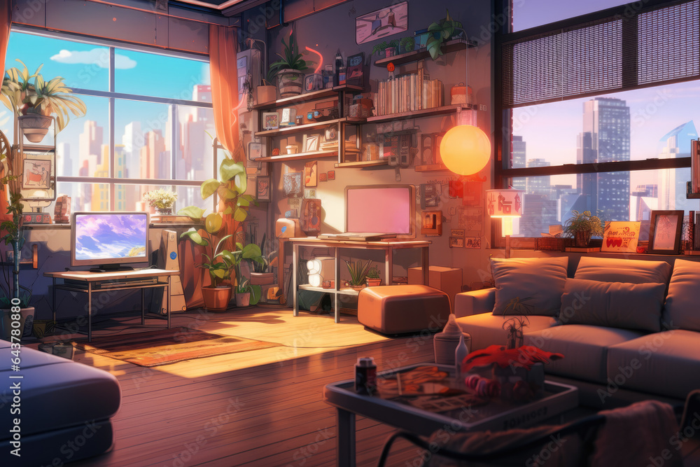virtual backgrounds, stream overlay loop wallpaper, cozy lo-fi anime ...