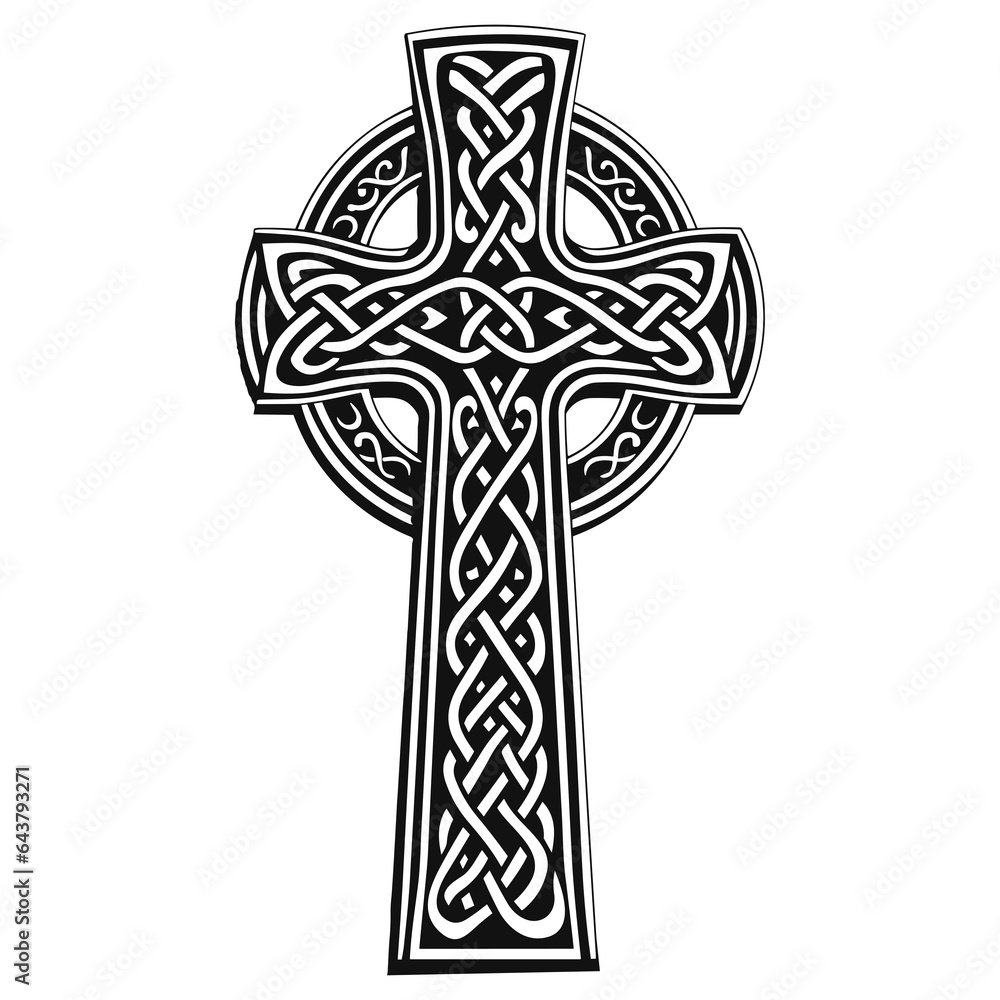 Celtic Cross with patterns, isolated on transparent background, Ai ...
