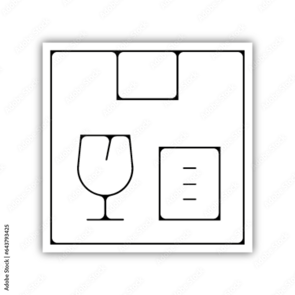 Pictogramme icones et logo colis attention fragile relief Stock Vector ...