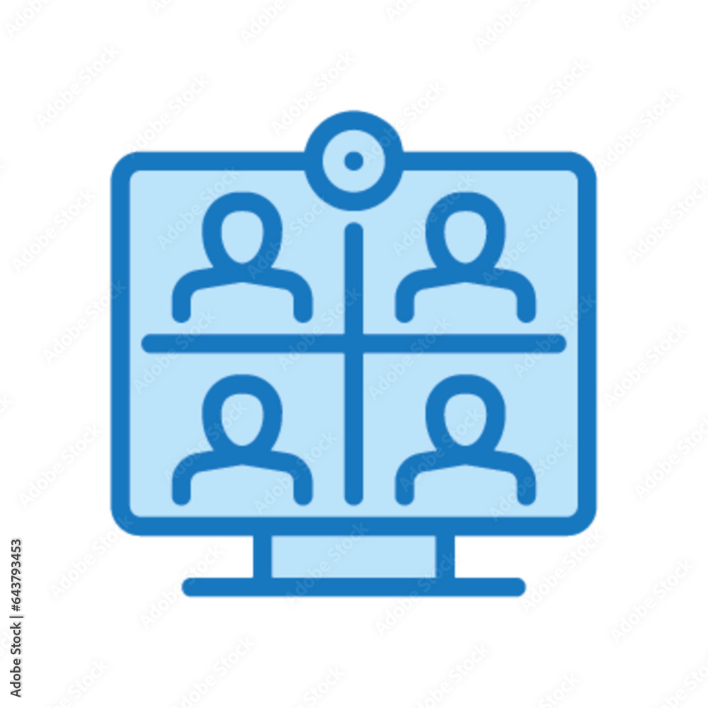 Pictogramme icones et logo conference vision camera travail bleu gras ...