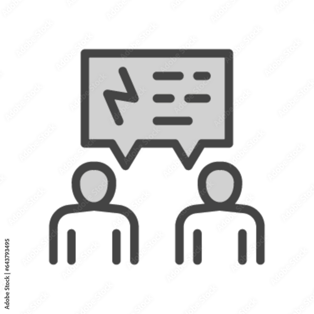 Pictogramme icones et logo conversation travail conflit bleu gras gris ...