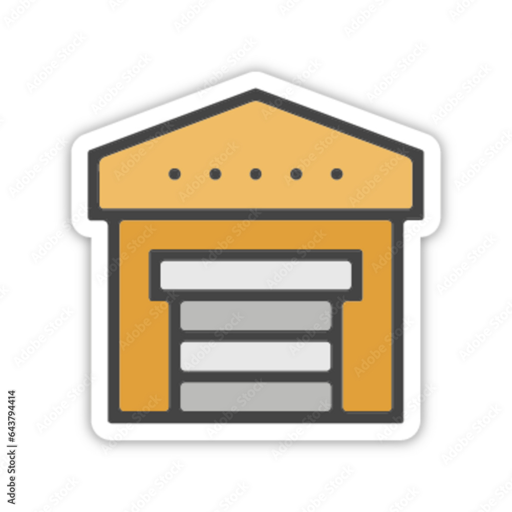 Pictogramme icones et logo entrepot logistique couleur orange relief ...