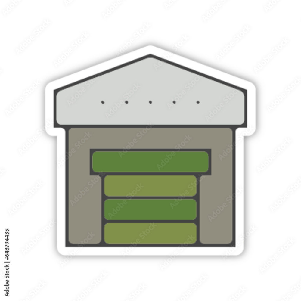 Pictogramme icones et logo entrepot logistique couleur gris vert relief ...