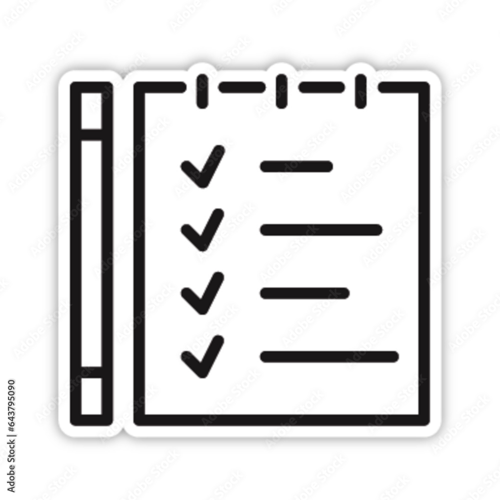 Pictogramme icones et logo liste travail note cocher epais relief Stock ...
