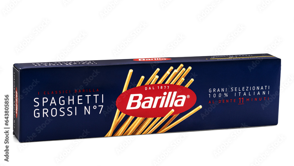 Barilla Spaghetti Grossi n7,pack of pasta,Italian product isolated on ...