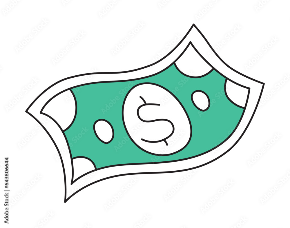 Dollar bill isolated cartoon vector illustration Stock Vector | Adobe Stock