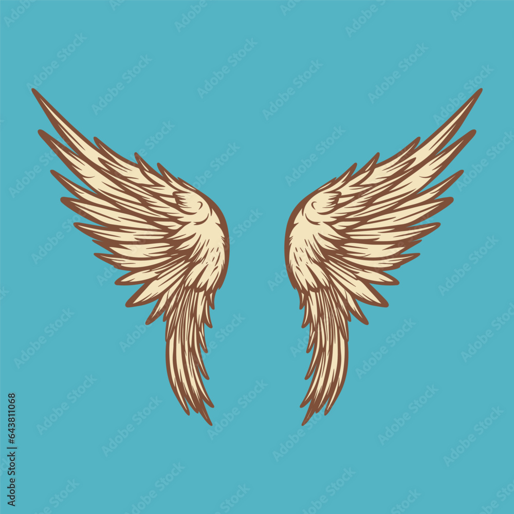 Vector Wings Icon. Vintage Angel Wings Icon, Design Template, Clipart ...