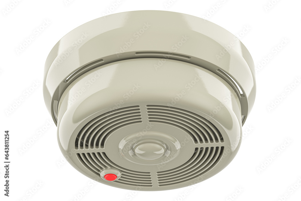 Flame detector. Fire and flame detector, 3D rendering isolated on ...