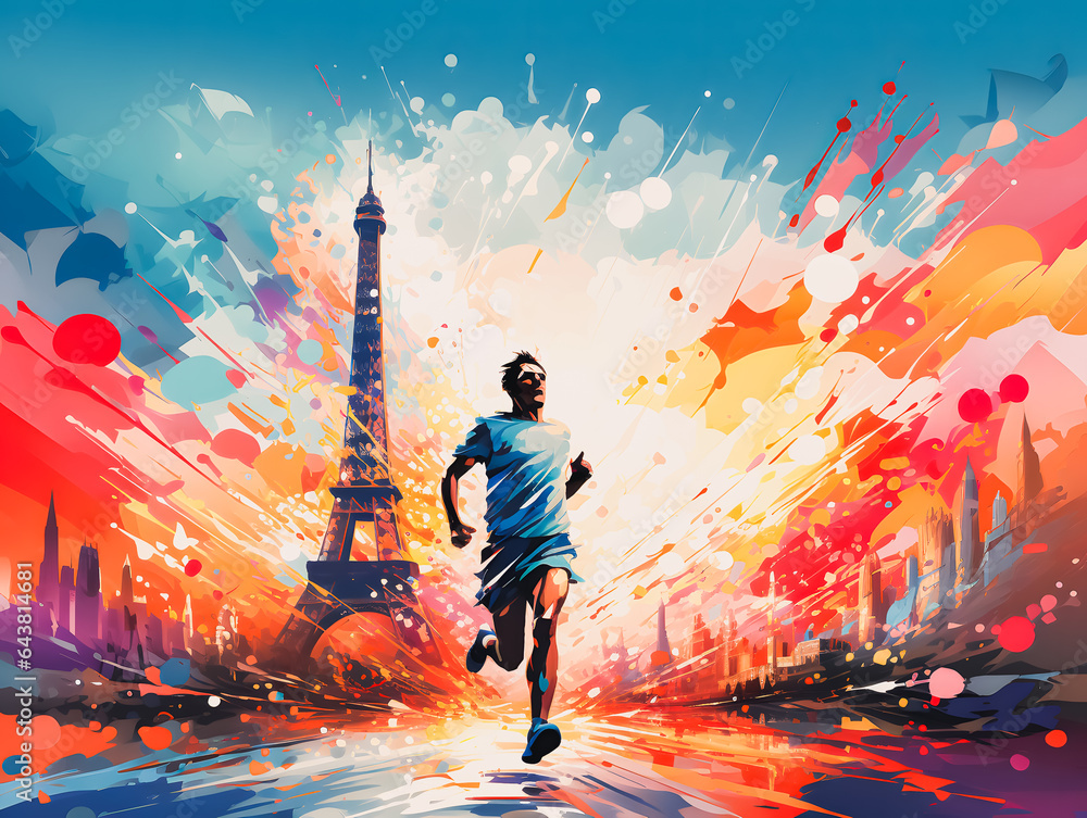 Poster Olympic Games in Paris 2024. Athletics athlete. Generative AI ...