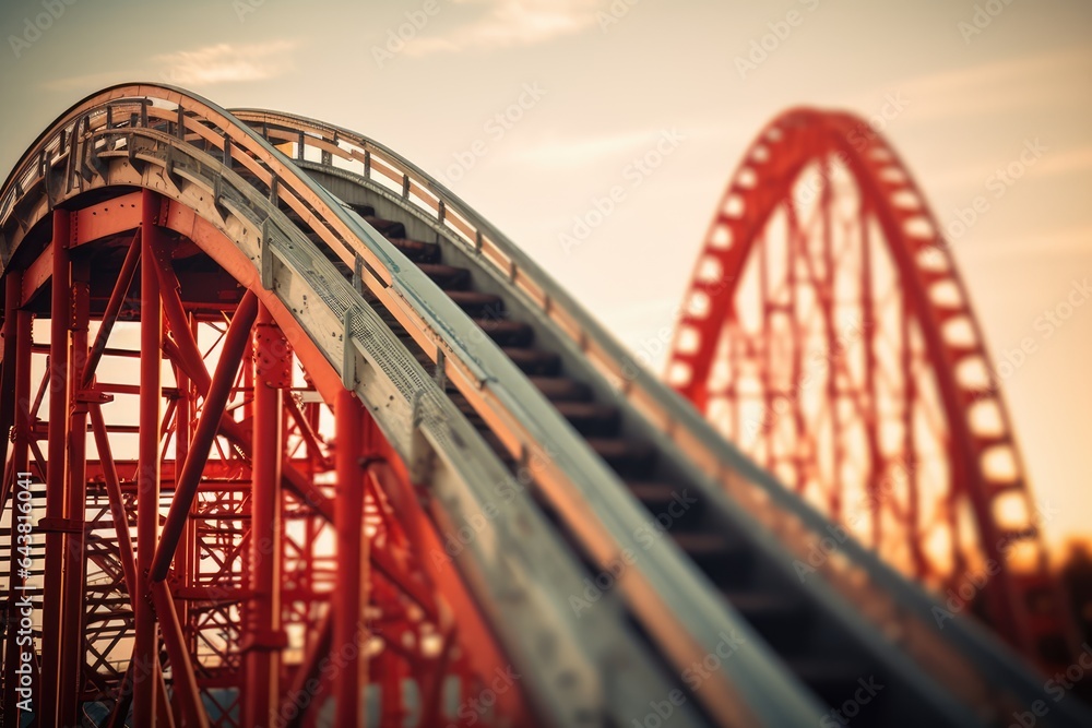 Roller Coaster in Motion - Thrill and Adrenaline, Soft Focus Background ...