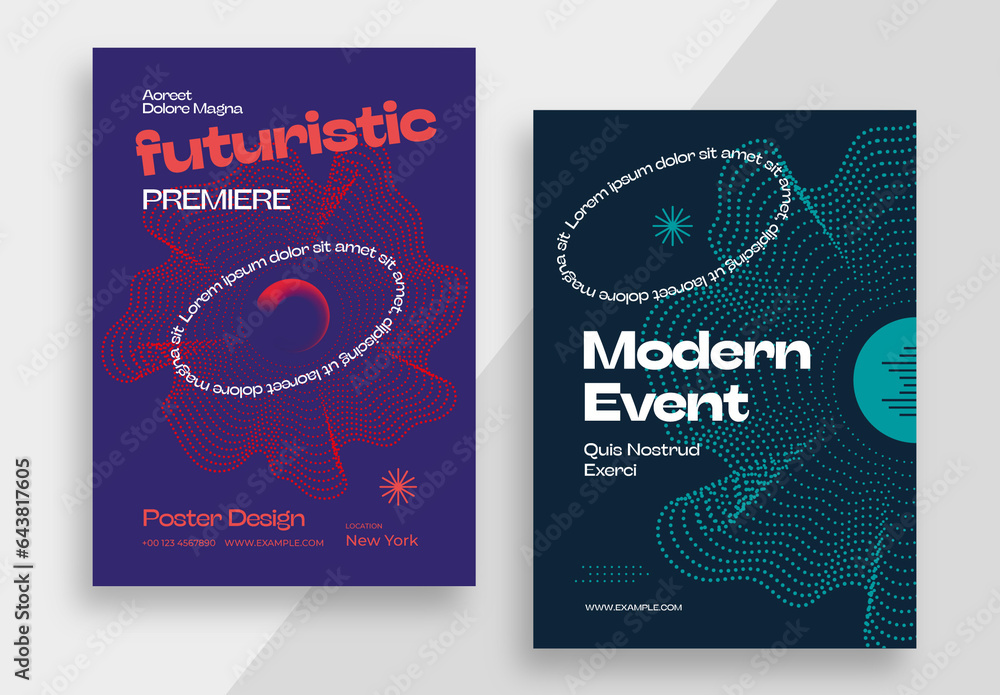 Futuristic Poster Layout with Abstract Shapes Stock Template | Adobe Stock