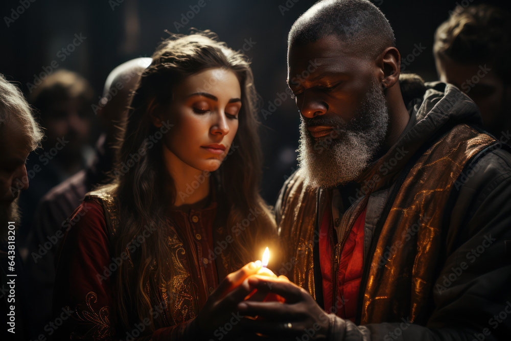 Unity in Prayer. People of different ages and backgrounds praying ...