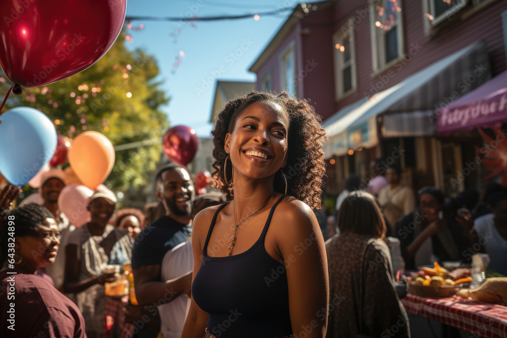 Residents participating in a community block party, fostering social ...