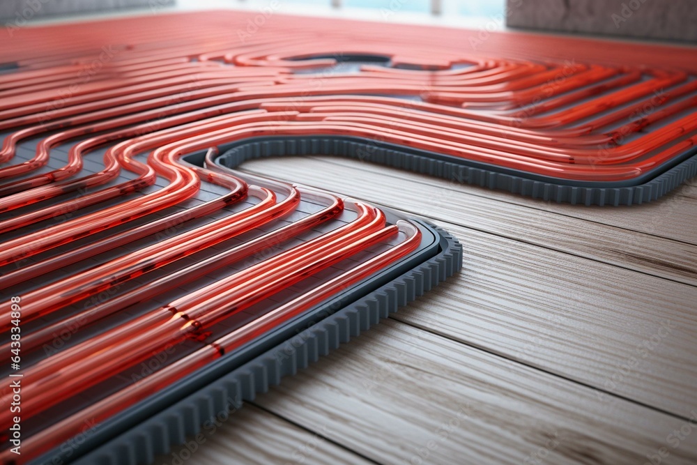 Visual depiction of floor heating system with multiple layers ...
