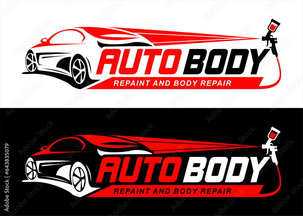 auto body shop logo template paint and body repair Stock Vector | Adobe ...