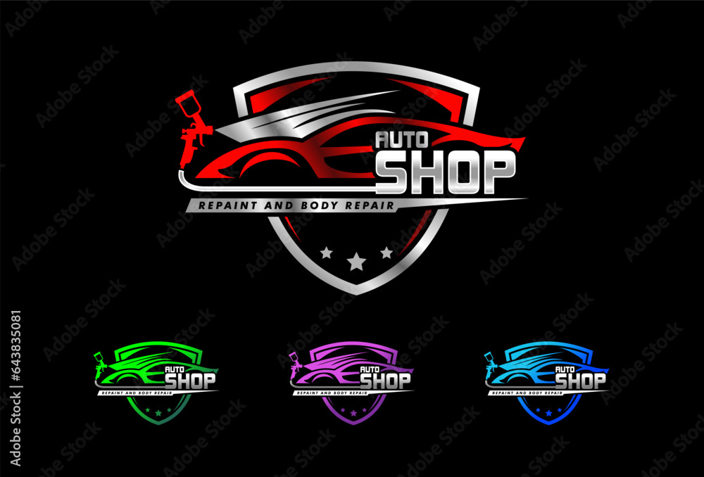 auto body shop logo template paint and body repair Stock Vector | Adobe ...