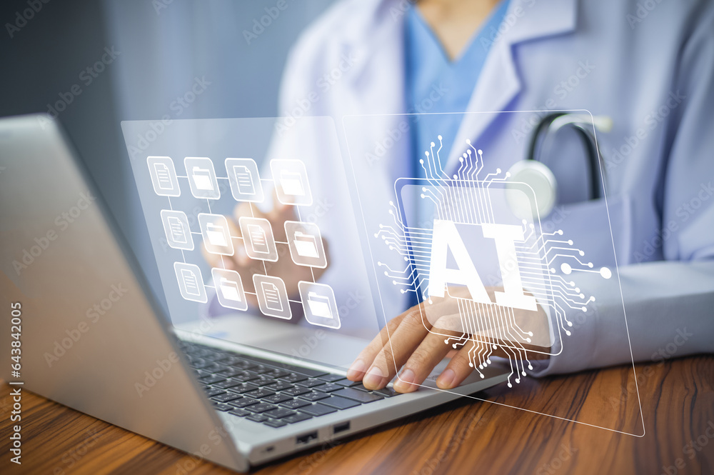 Doctor using technology AI in treatment and AI management digital ...