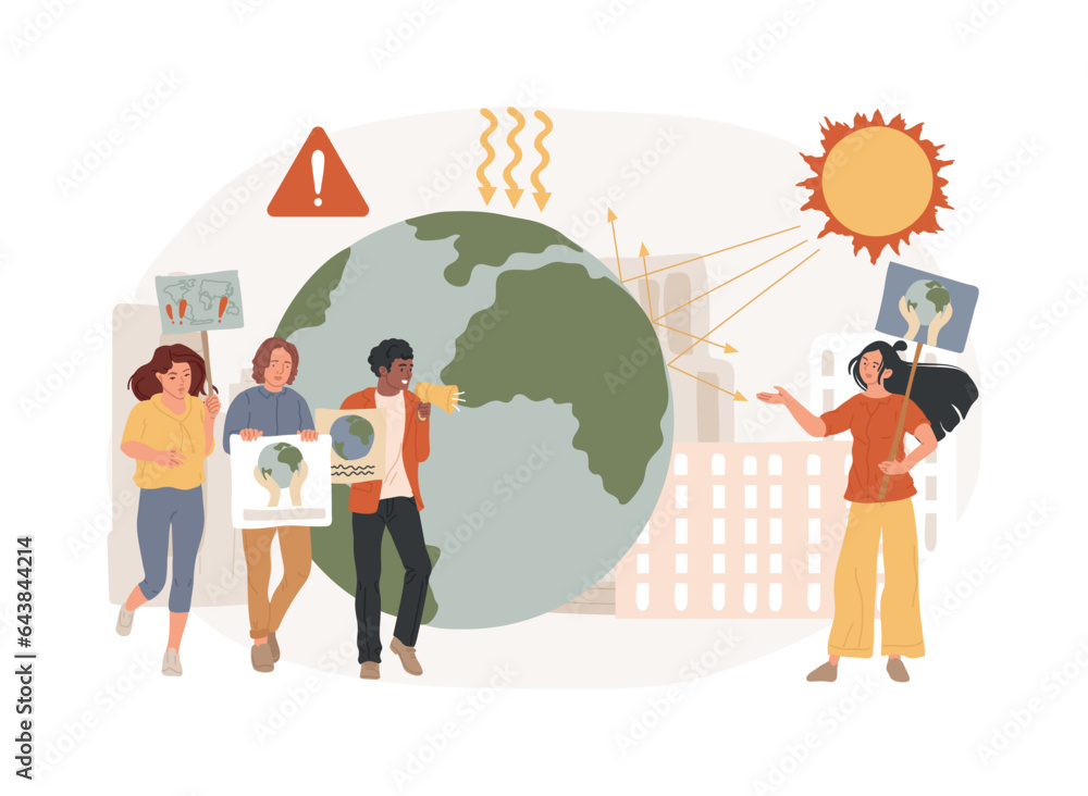 Climate change isolated concept vector illustration. Environmental activist demonstration ...