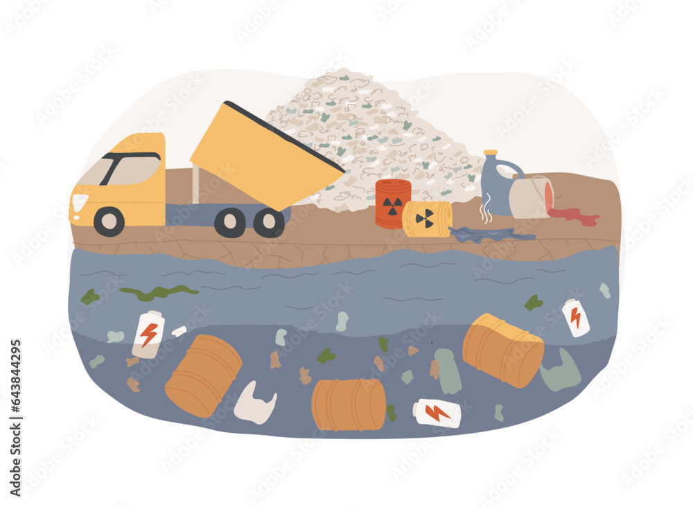 Water pollution isolated concept vector illustration. Water ...