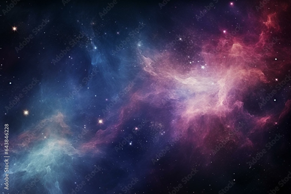 Vivid space background depicting a nebula, countless stars, and the ...