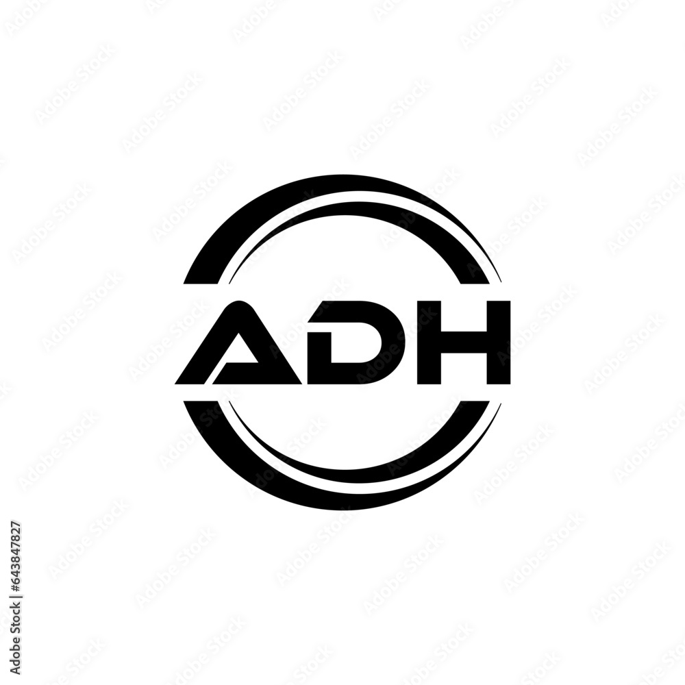 ADH letter logo design with white background in illustrator, vector ...