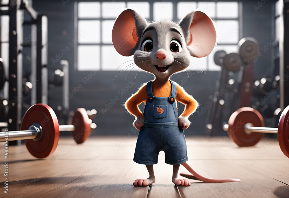 Adorable little mouse lifting weights. Generative AI Stock Illustration ...
