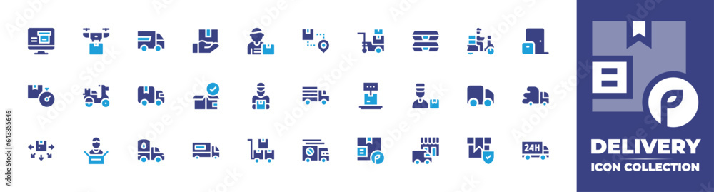 Delivery icon collection. Duotone color. Vector and transparent ...