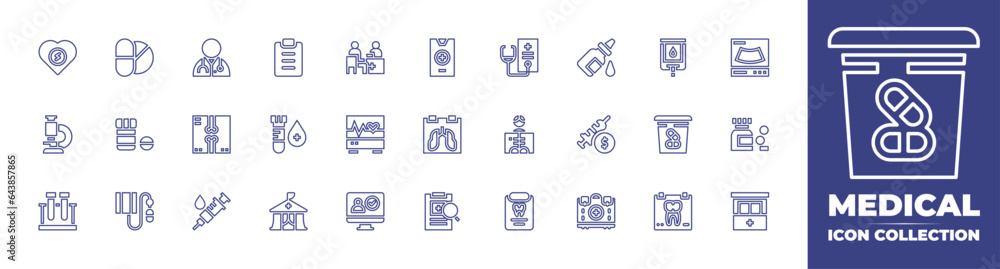 Medical line icon collection. Editable stroke. Vector illustration ...