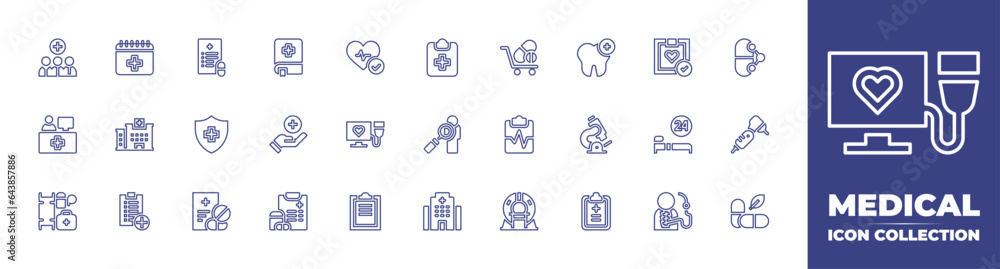 Medical line icon collection. Editable stroke. Vector illustration ...