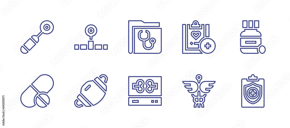 Medical line icon set. Editable stroke. Vector illustration. Containing ...