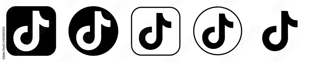 TikTok logo icon transparent png download. Black & white tiktok icons ...