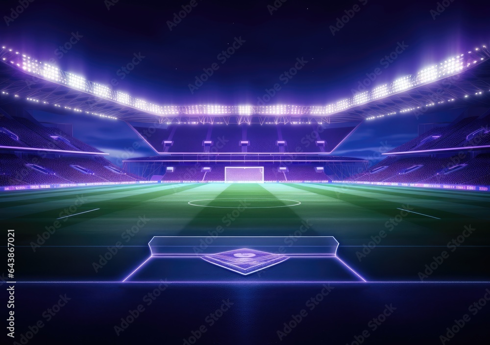 neon stadium stage, Glowing neon lighting and a blank platform for ...