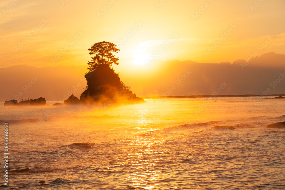 Amaharashi Coast in the morning, Japan,Toyama Prefecture,Takaoka ...
