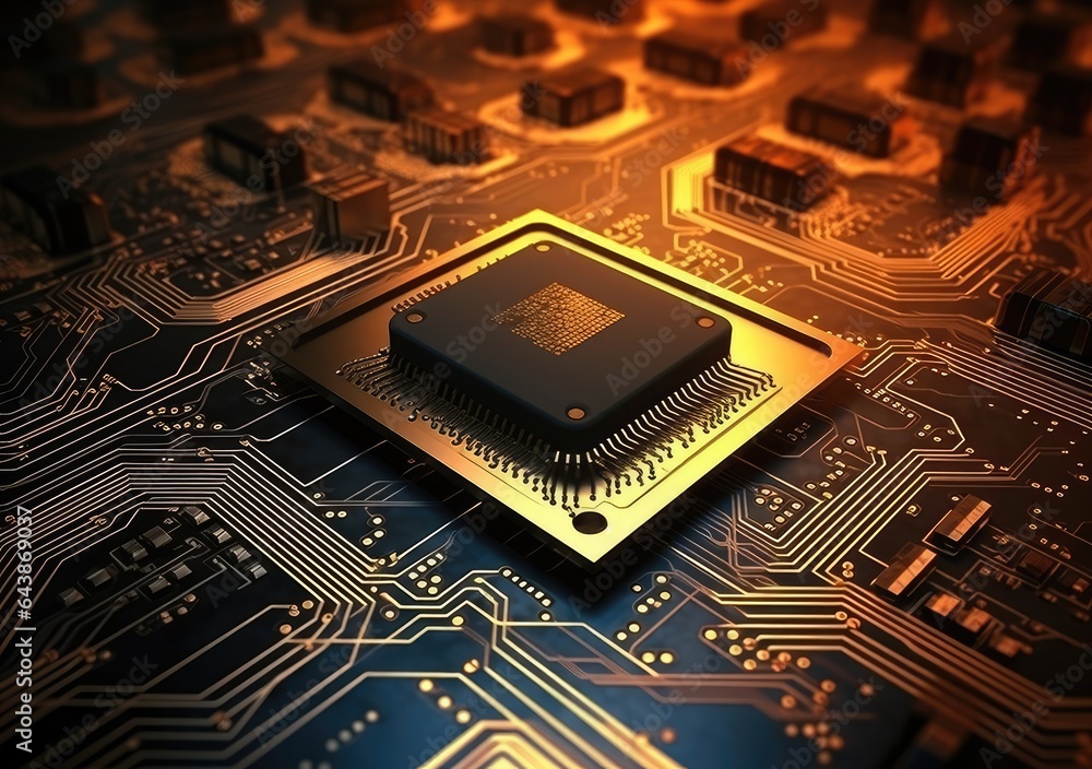 Advanced Technology Concept Visualization, Circuit Board CPU Processor ...