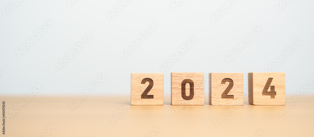 2024 year block on table. goal, Resolution, strategy, plan, start ...