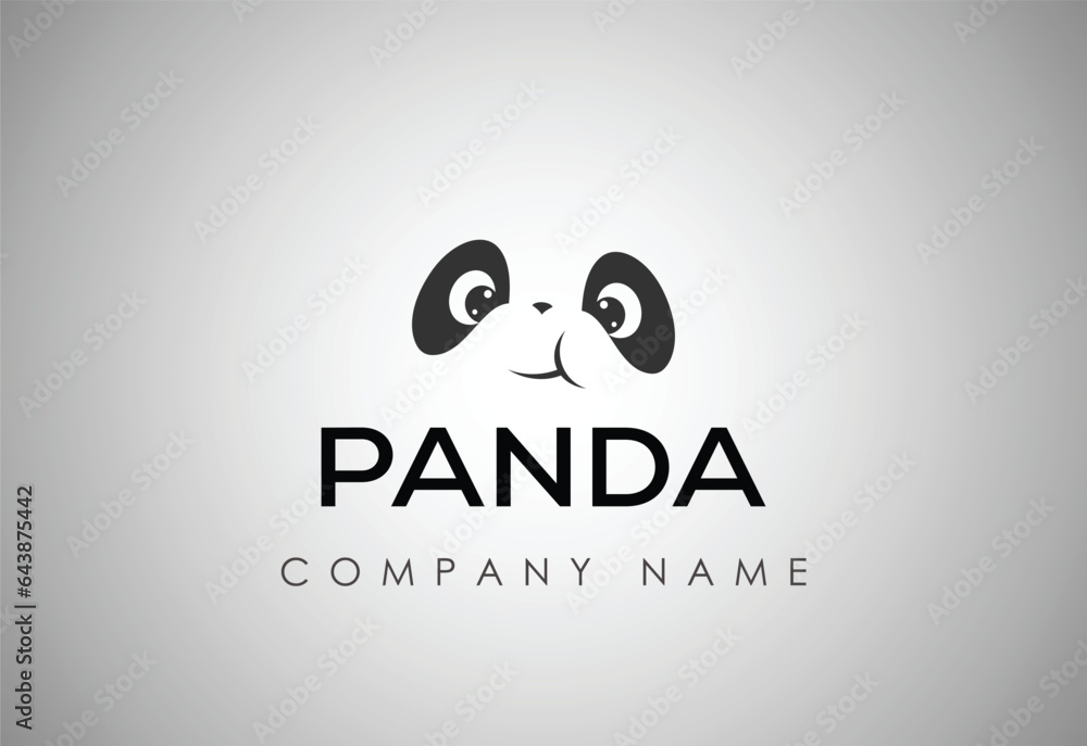 Panda bear silhouette Logo design vector template. Funny Lazy Logo ...