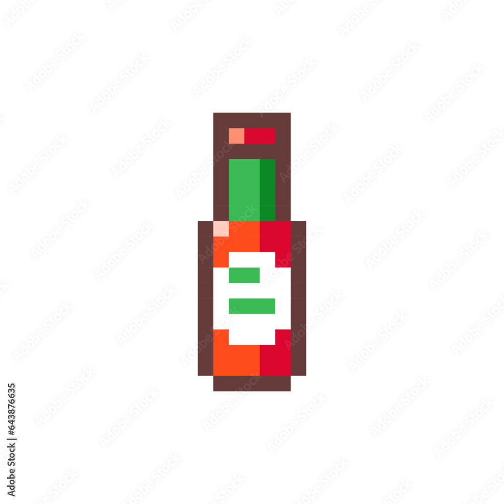 Pixel Art Chili Sauce. Retro 8 bit Style Fast Food Hot and spicy Chili ...