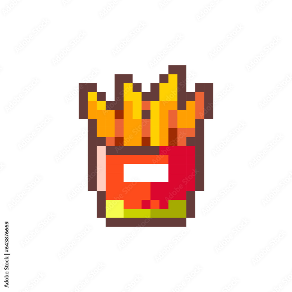 Pixel Art Fried Sweet Potato. Retro 8 bit Asian Style Fast Food Fired ...