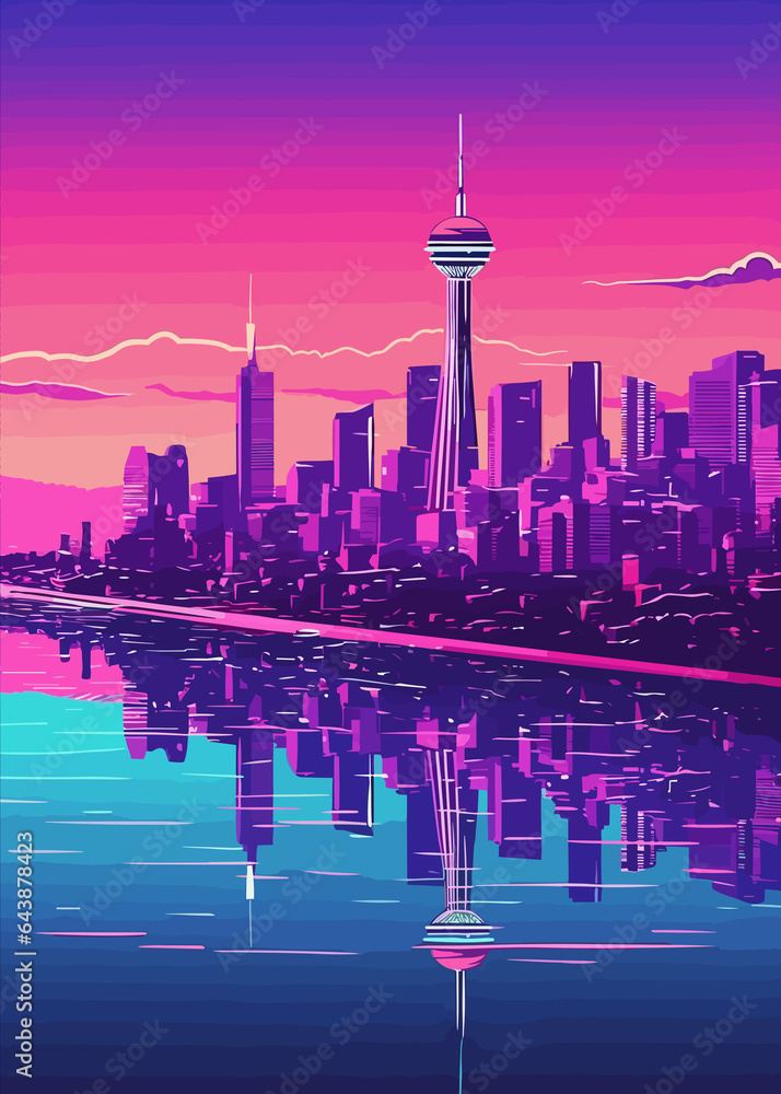 Immerse yourself in the mesmerizing world of city synthwave design ...