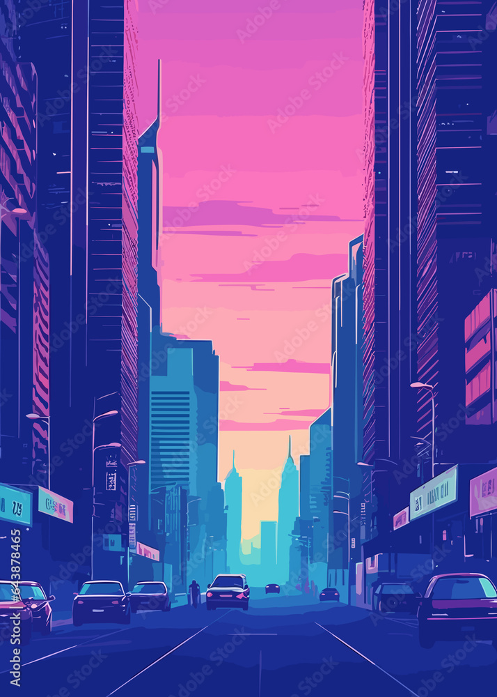 Immerse yourself in the mesmerizing world of city synthwave design ...