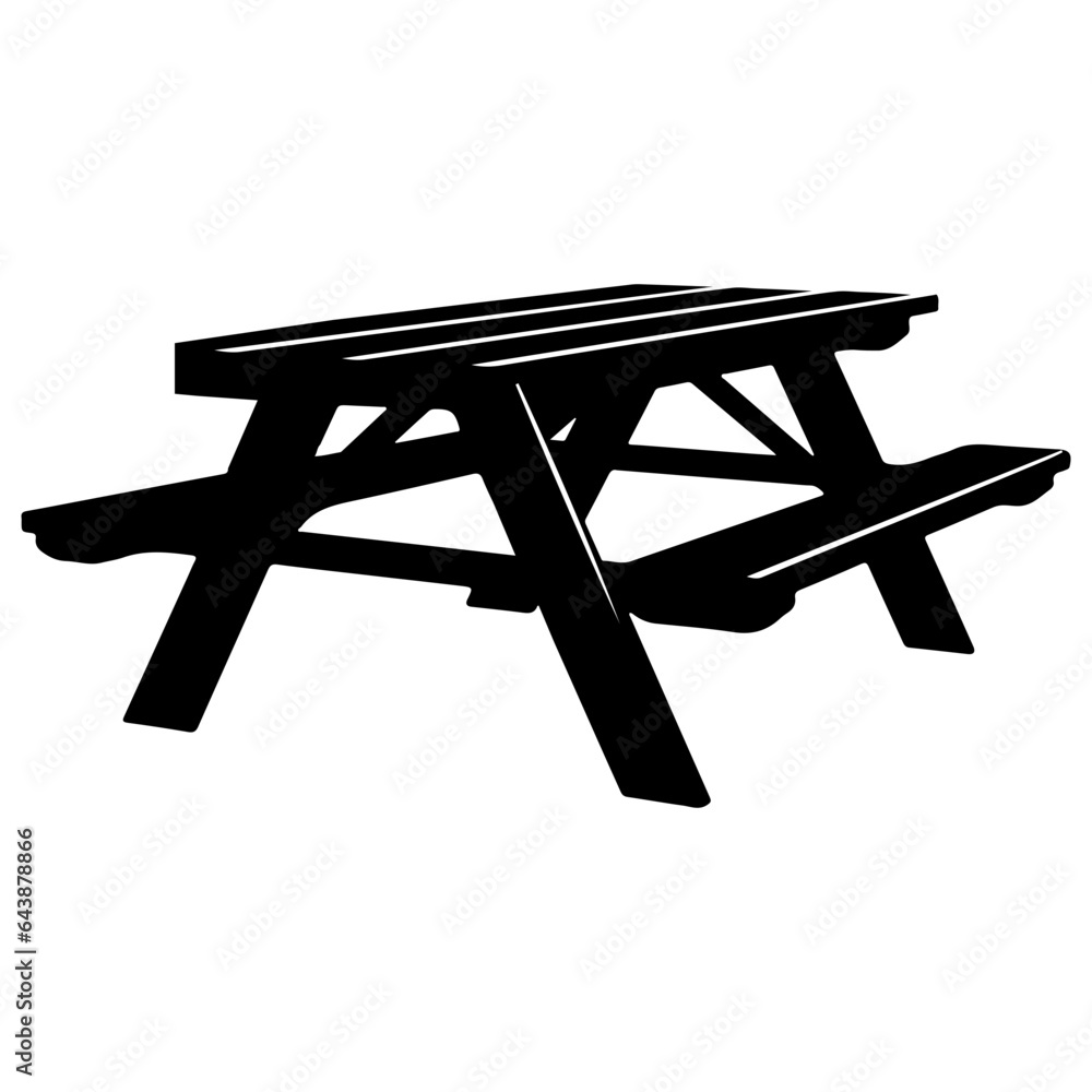 Picnic Table Icon Silhouette Illustration. Furniture Outdoor Park ...
