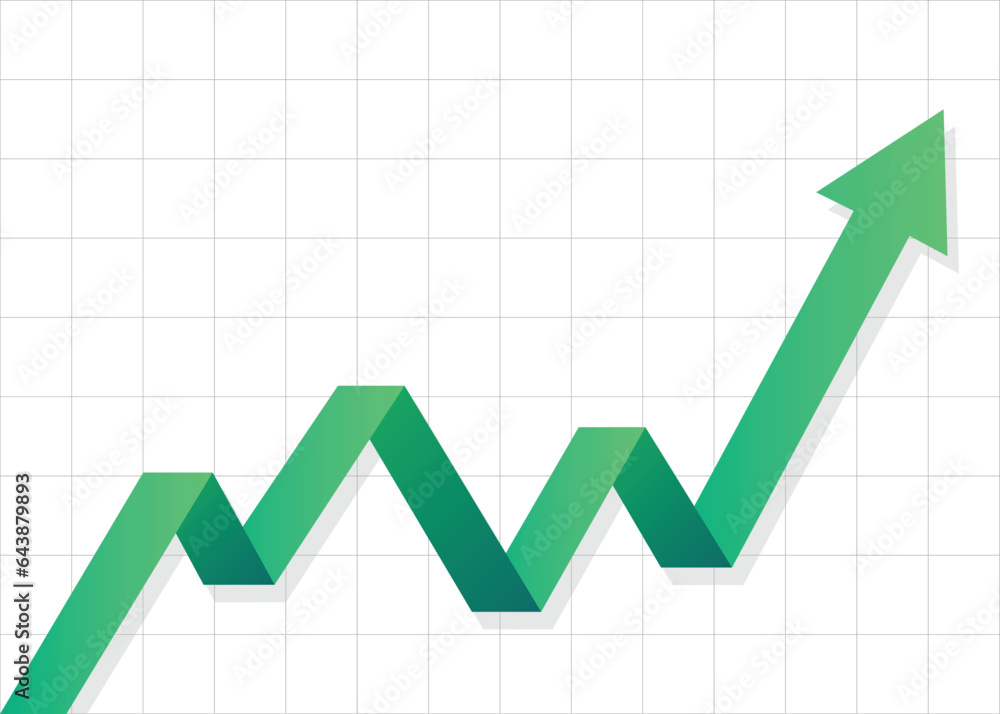 green stock market arrow business graph growing pointing up on economic ...