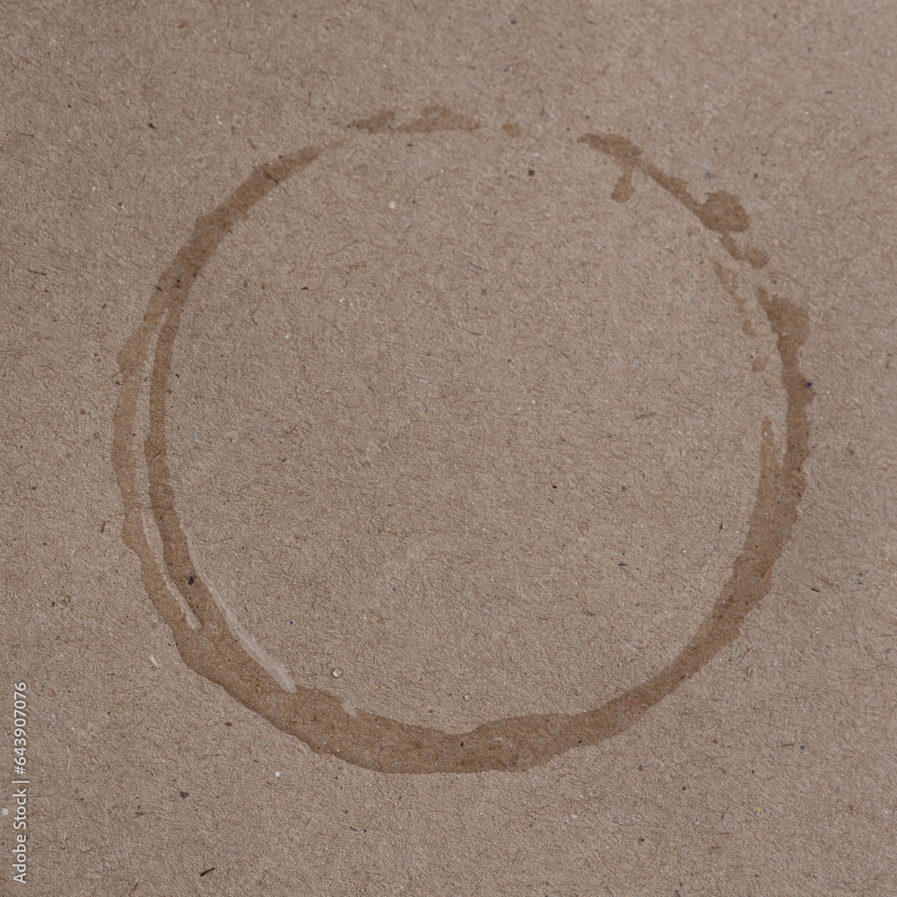 Cardboard texture with wet spots. Brown cardboard with round wet water ...
