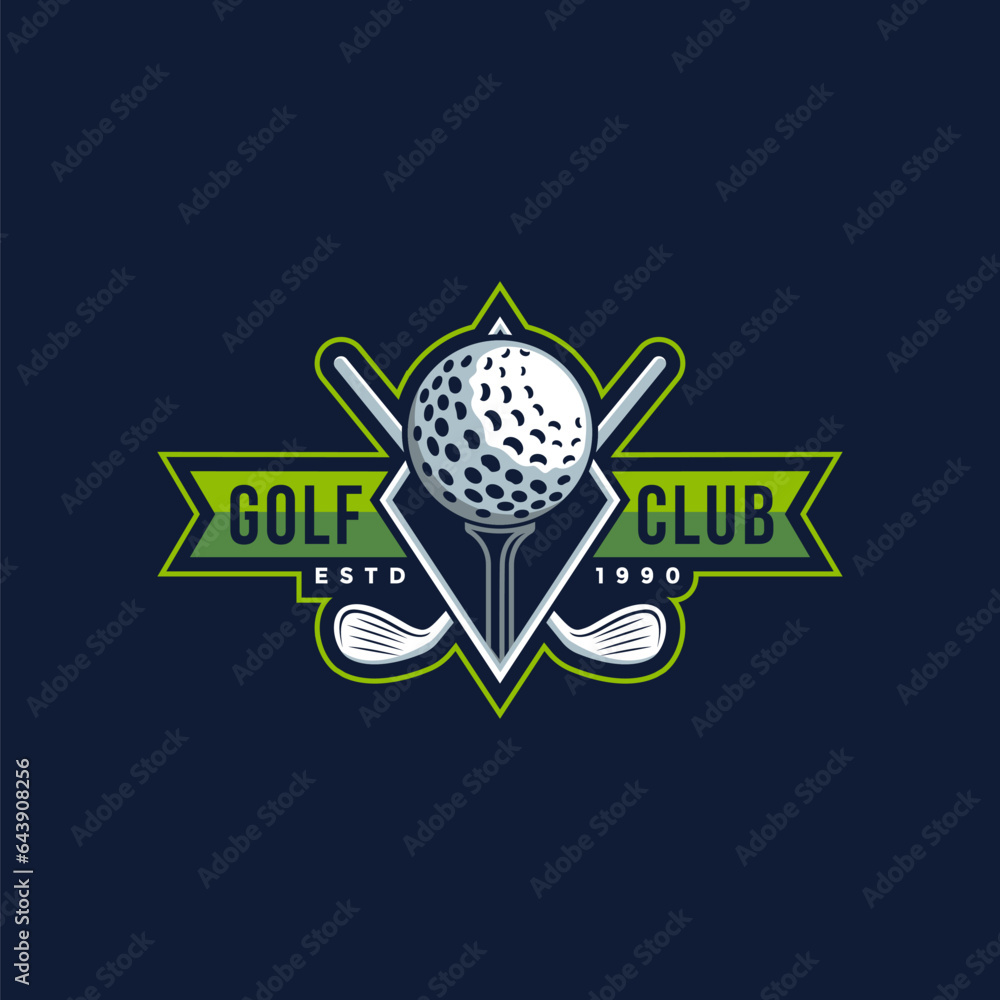 Badge emblem golf club, golf championship logo with golf ball and ...