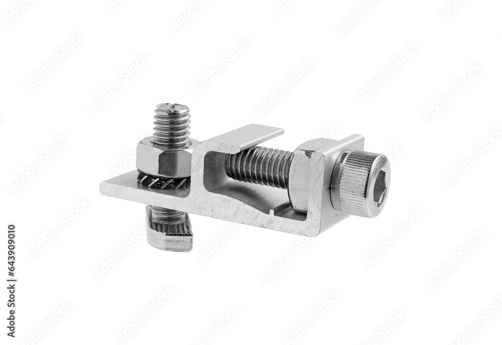 Grounding Clamp for Solar Panels Modules Installation isolated on white ...