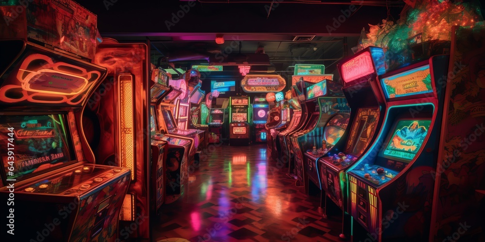 Retro Arcade: Immerse Yourself in a Neon-Soaked Wonderland. Glowing ...